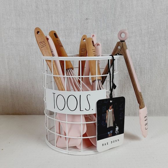 Rae Dunn | Kitchen | Rae Dunn Tools Caddy With Pink Utensils 9 Piece ...
